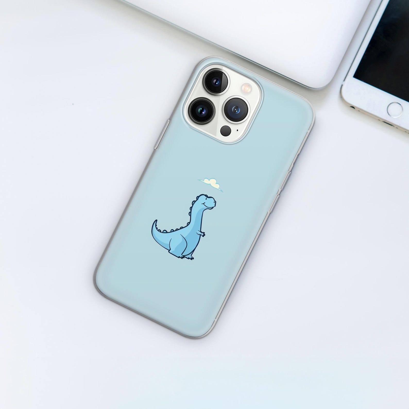 Cute Dino Phone Case Cartoon T-rex A Cover for iPhone 15pro, 14, 13, 12 ...