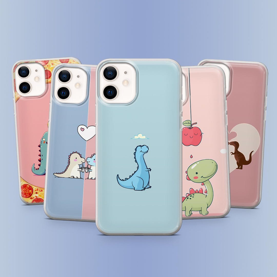 Cute Dino Phone Case Cartoon T-rex A Cover for iPhone 15pro, 14, 13, 12 ...