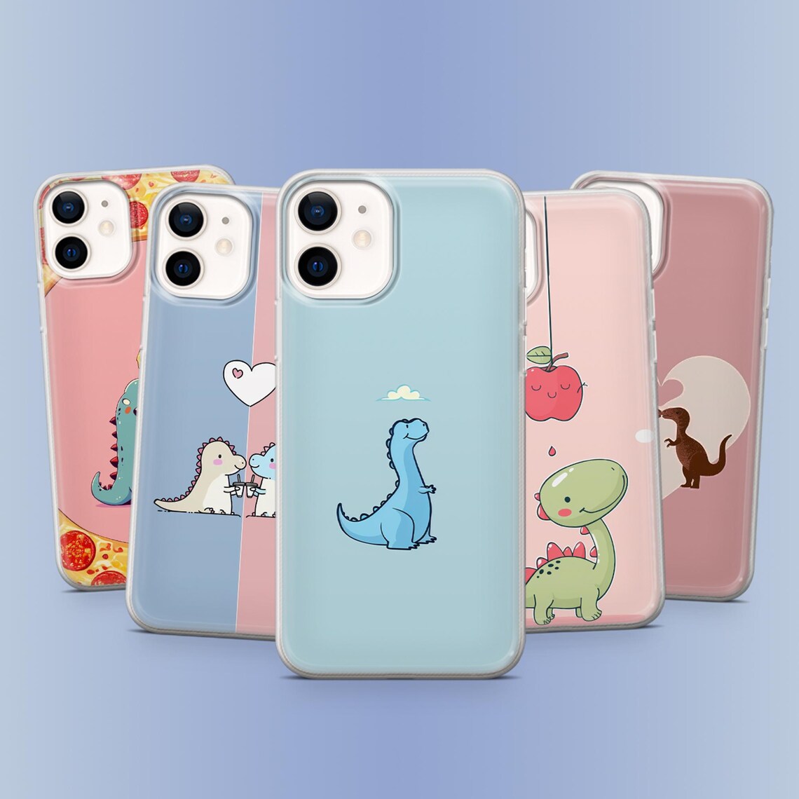 Cute Dino Phone Case Cartoon T-rex A Cover for iPhone 15pro, 14, 13, 12 ...