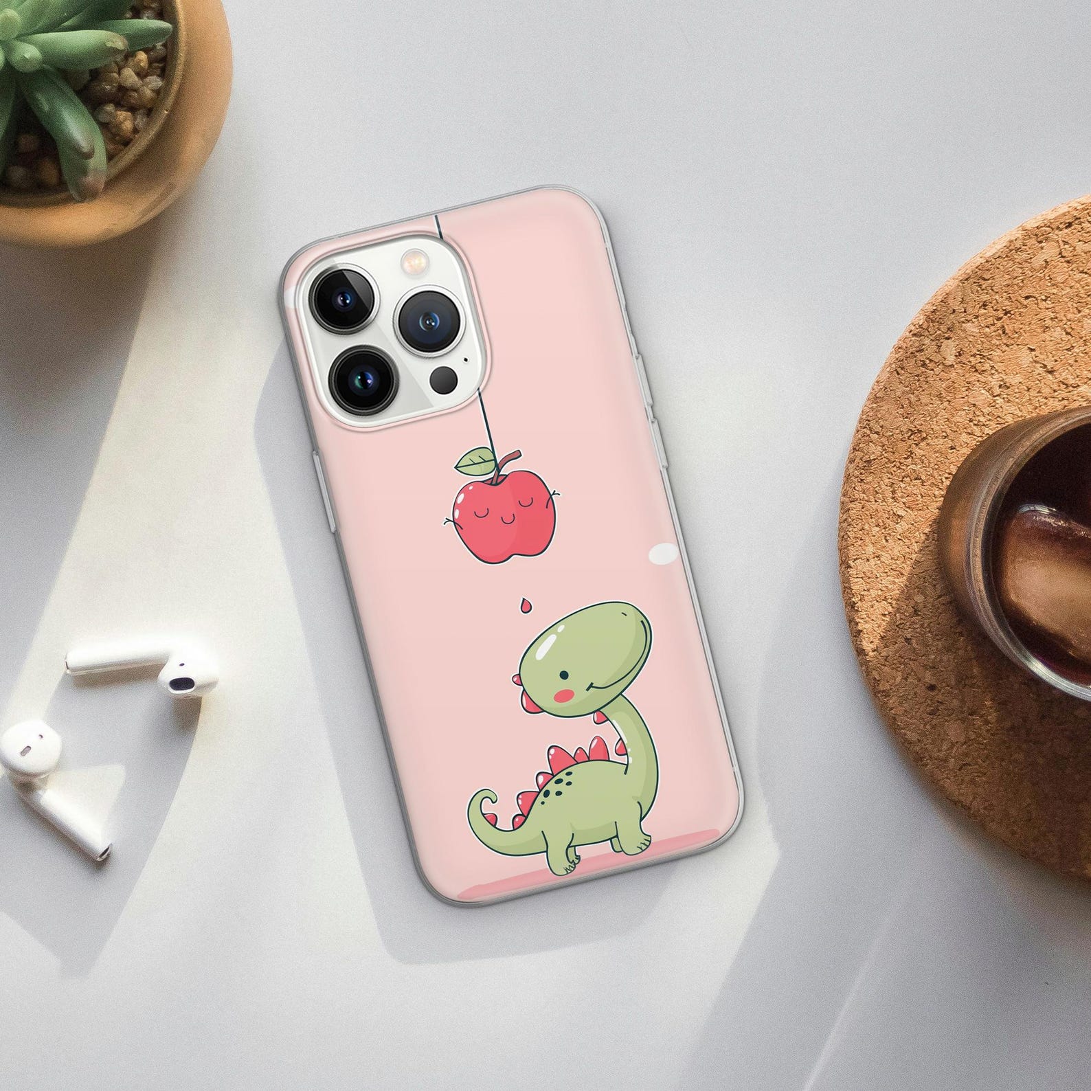Cute Dino Phone Case Cartoon T-rex A Cover for iPhone 15pro, 14, 13, 12 ...