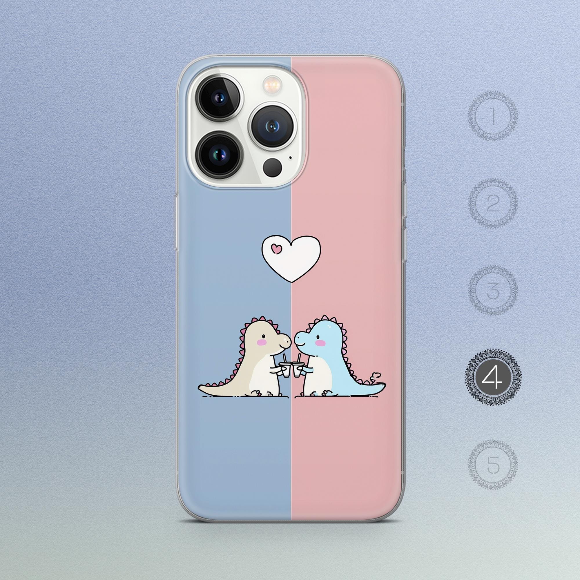 Cute Dino Phone Case Cartoon T-rex A Cover for iPhone 15pro, 14, 13, 12 ...