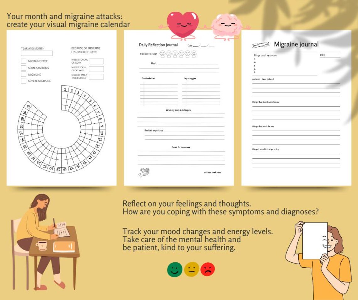 Migraine Tracker Printable Migraine Journal Headache Log Chronic Pain ...