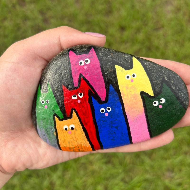 Painted Rocks Cats - Etsy