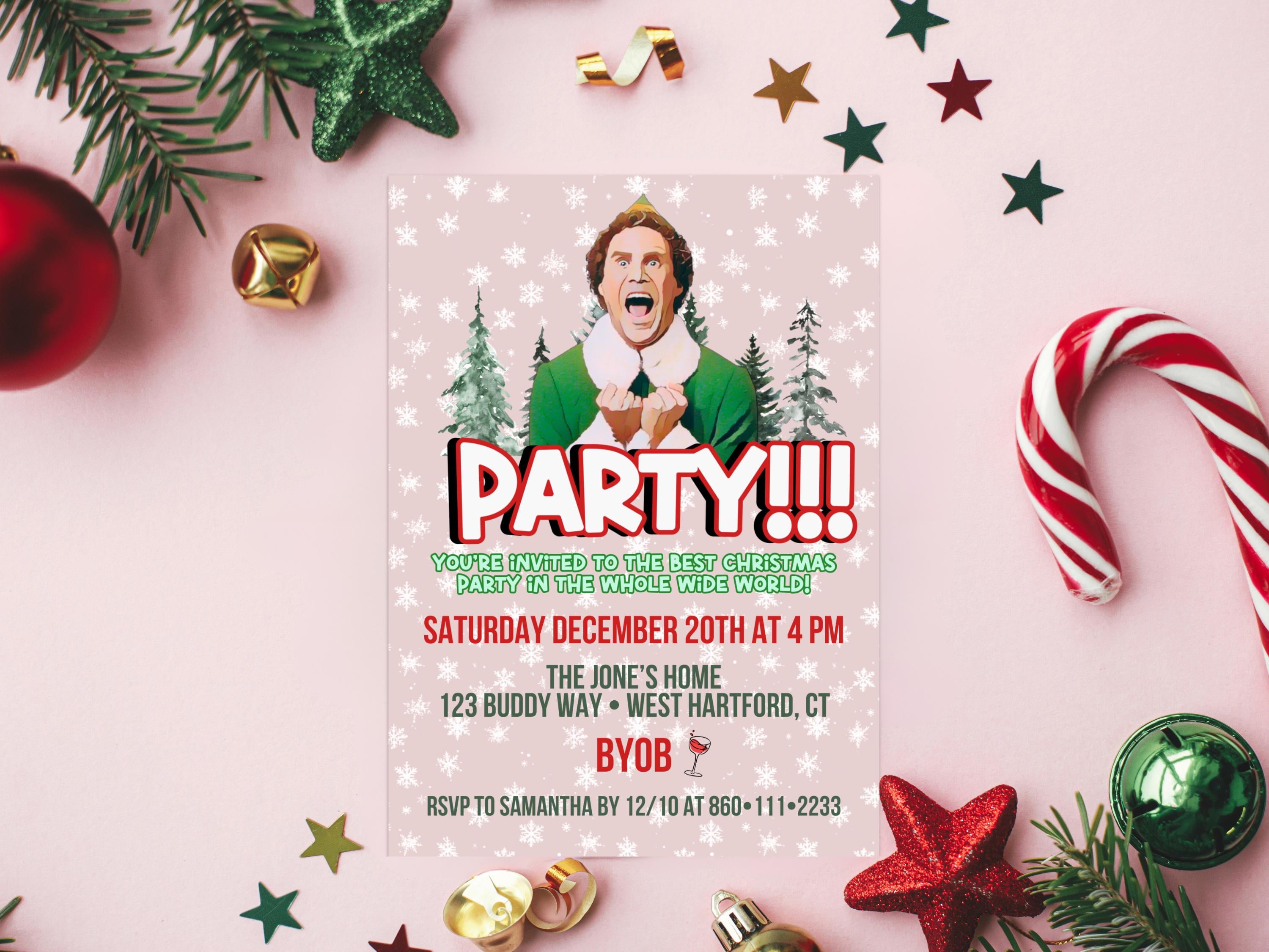 Elf Party Invitation, Buddy Inspired, Funny Holiday Invite, Editable ...