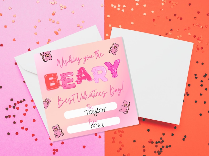 Printable Gummy Bear Valentines, Print and Cut, Cute Valentines Cards ...
