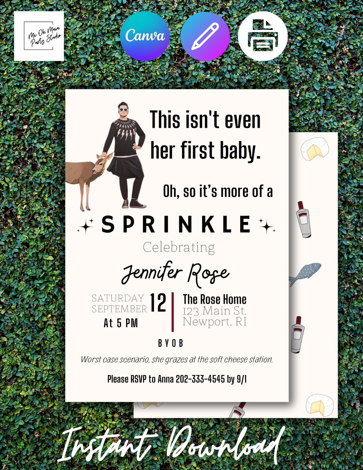 Schitt's Creek Inspired Baby Sprinkle Invitation, Editable Instant ...