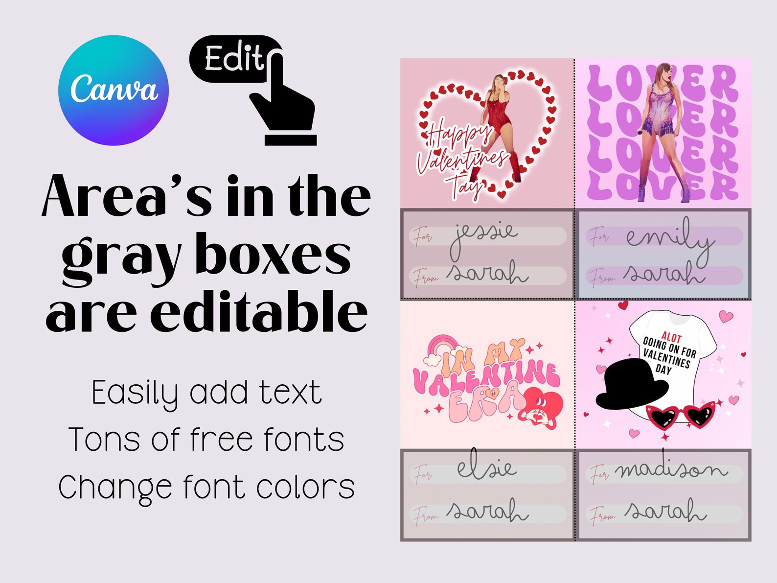 Swiftie Valentines, Editable Printable Valentine’s Day Cards, Instant ...