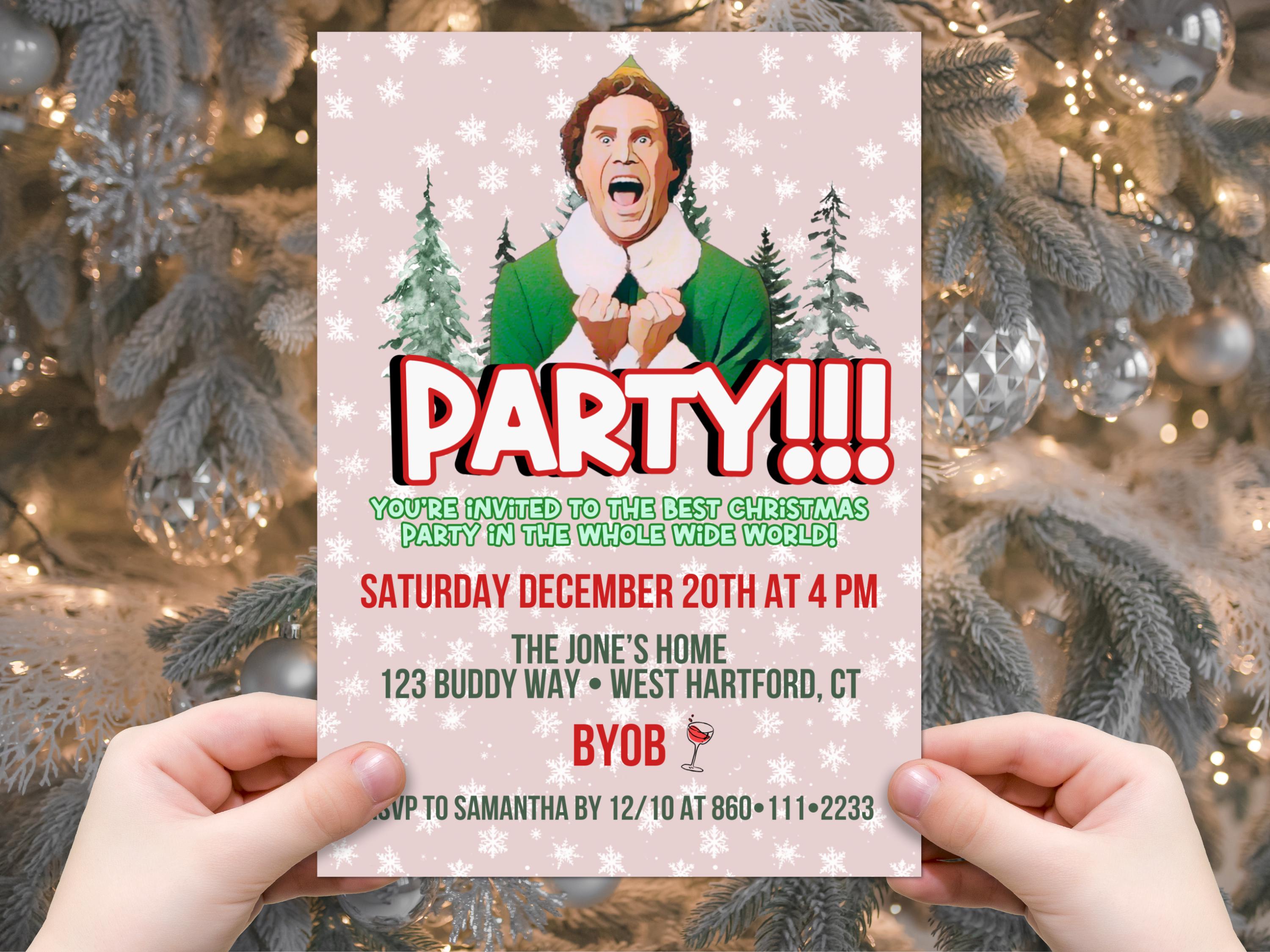 Elf Party Invitation, Buddy Inspired, Funny Holiday Invite, Editable ...