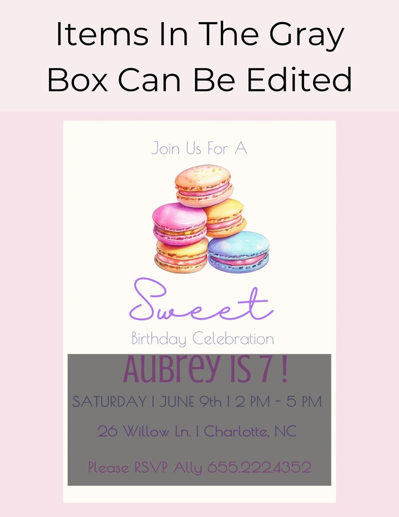 Whimsical Pastel Macaroon Birthday Party Invitation, Template, Instant ...