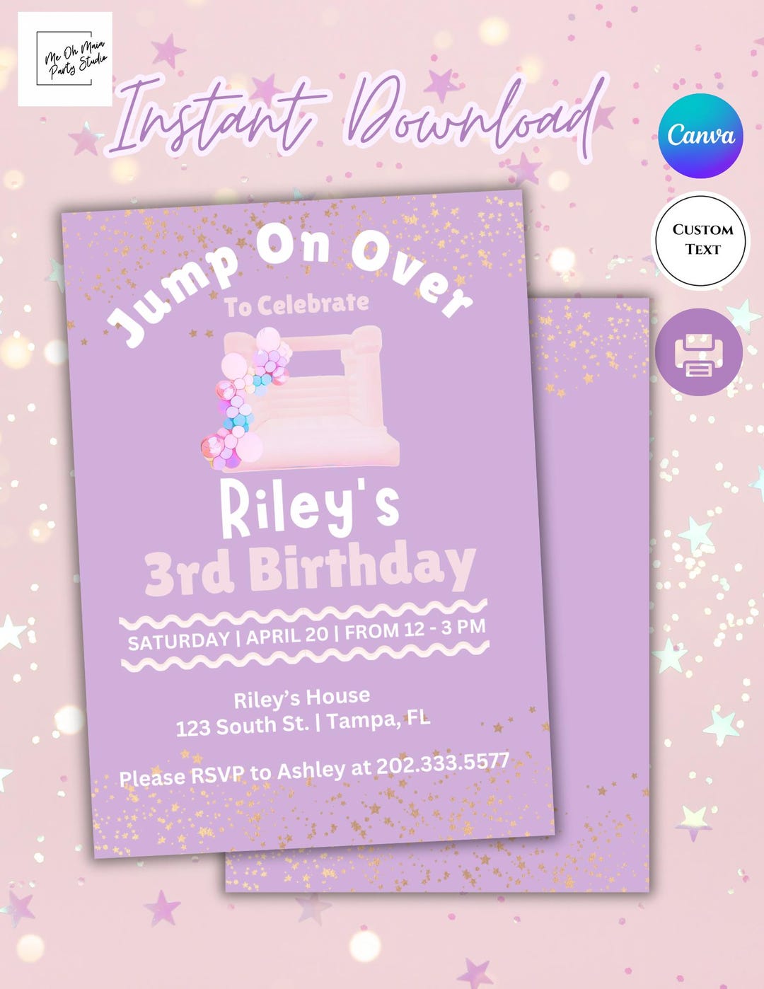 Bounce House Birthday Party Invitation Kids Birthday Softplay Instant ...