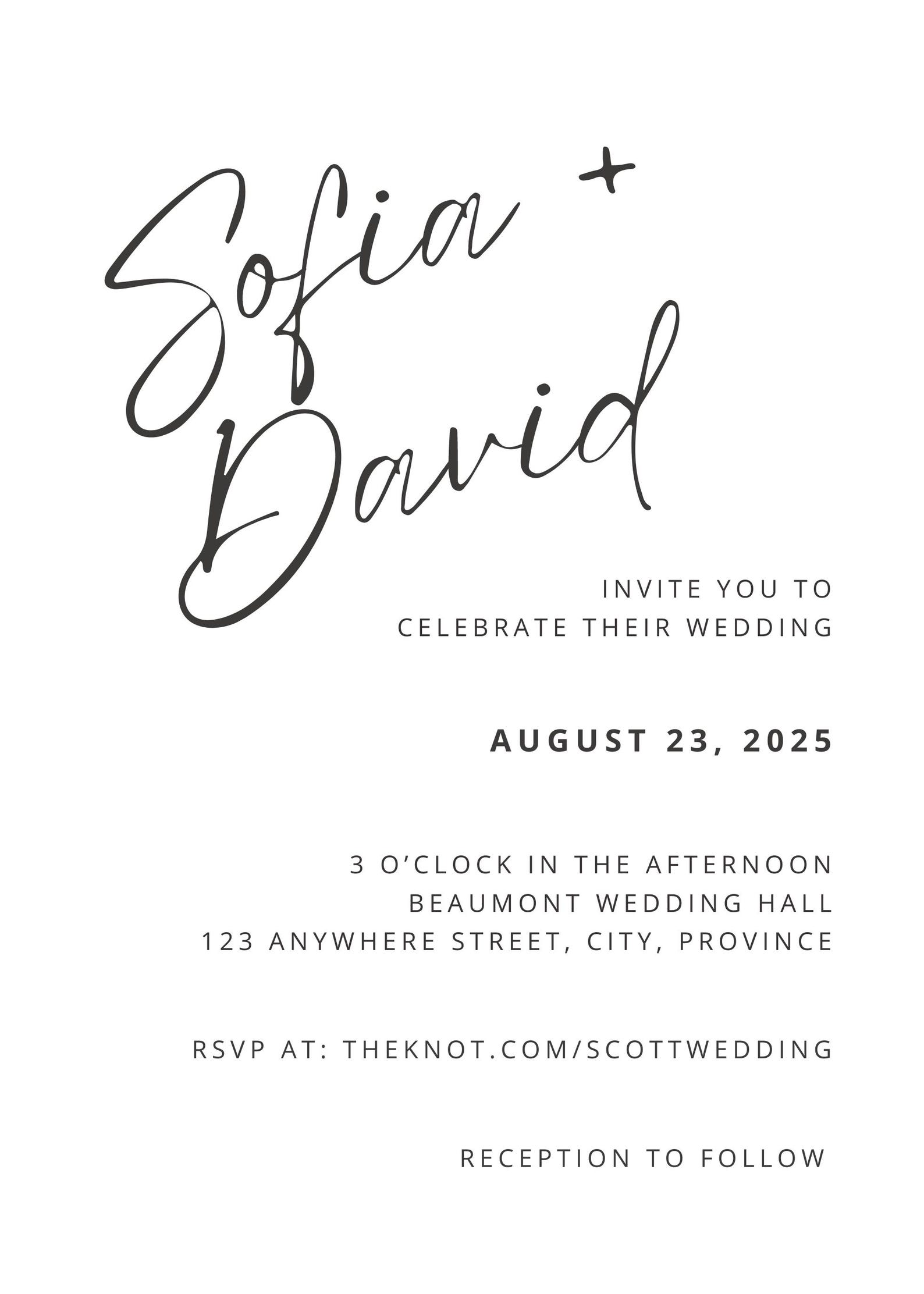 Bespoke Script Wedding Invite, Custom Wedding Invitation, Elegant ...
