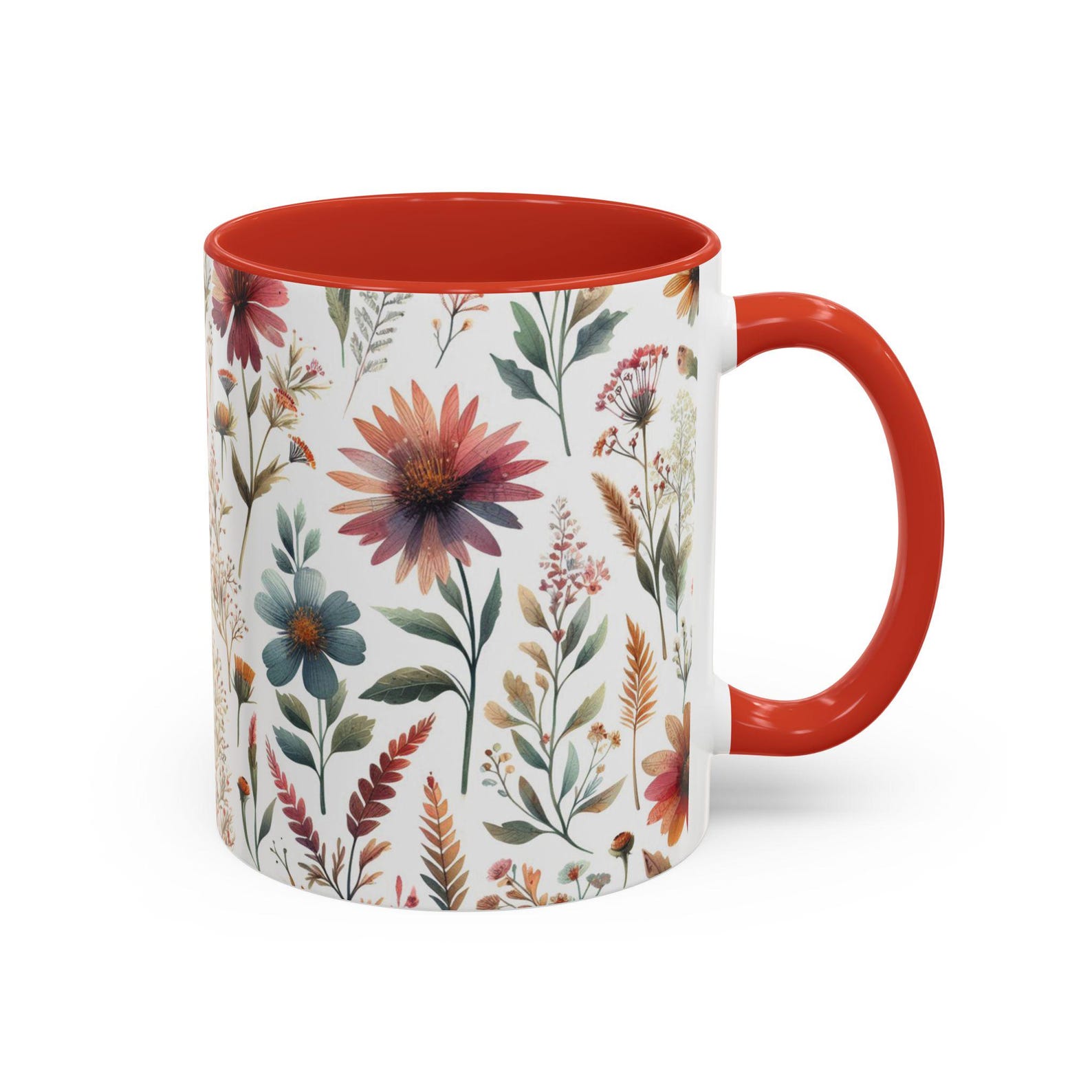 Vintage Botanical Tea Cup, Boho Floral Coffee Mug, Wildflower Garden ...