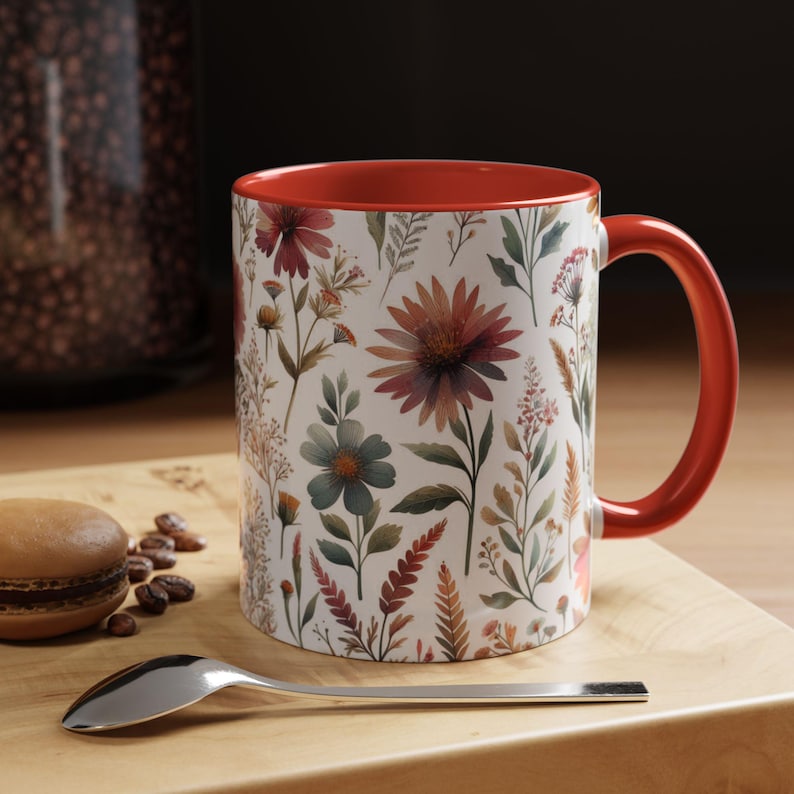 Vintage Botanical Tea Cup, Boho Floral Coffee Mug, Wildflower Garden ...
