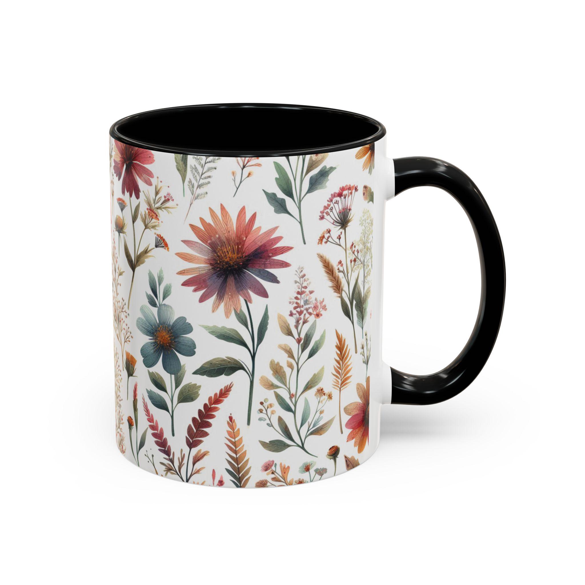 Vintage Botanical Tea Cup, Boho Floral Coffee Mug, Wildflower Garden ...