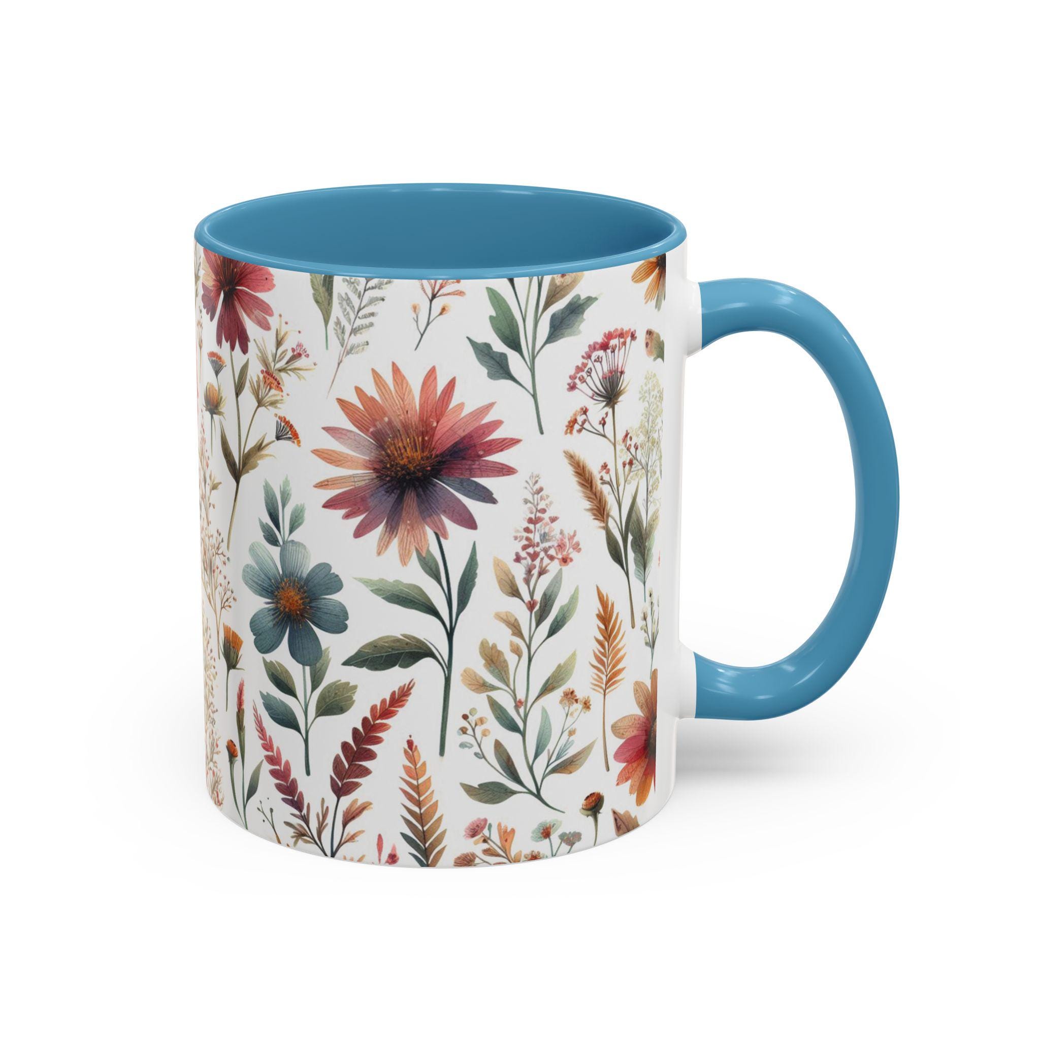 Vintage Botanical Tea Cup, Boho Floral Coffee Mug, Wildflower Garden ...