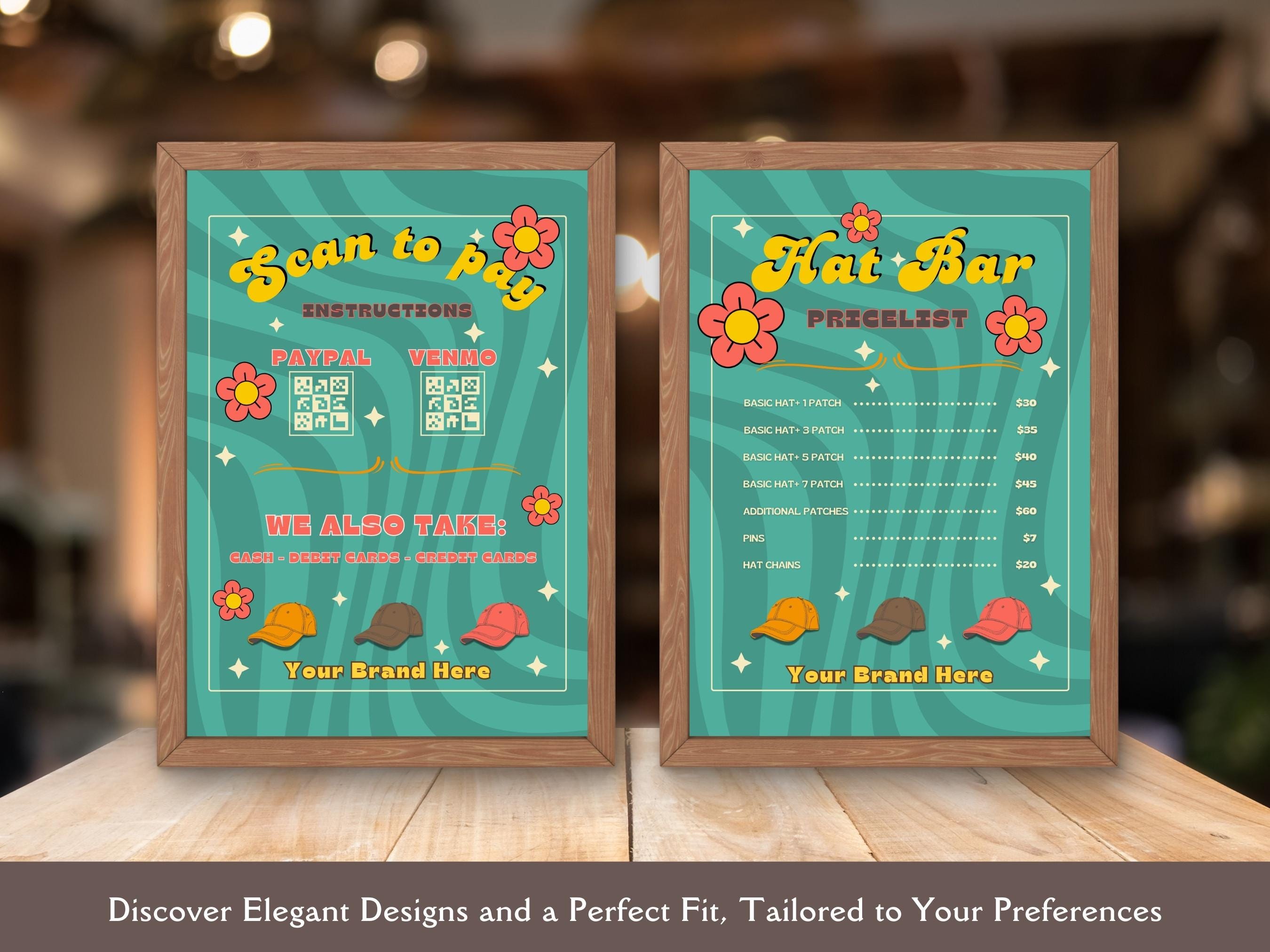 70s Retro Hat Bar Sign Template Bundle: Teal & Orange (canva Editable ...
