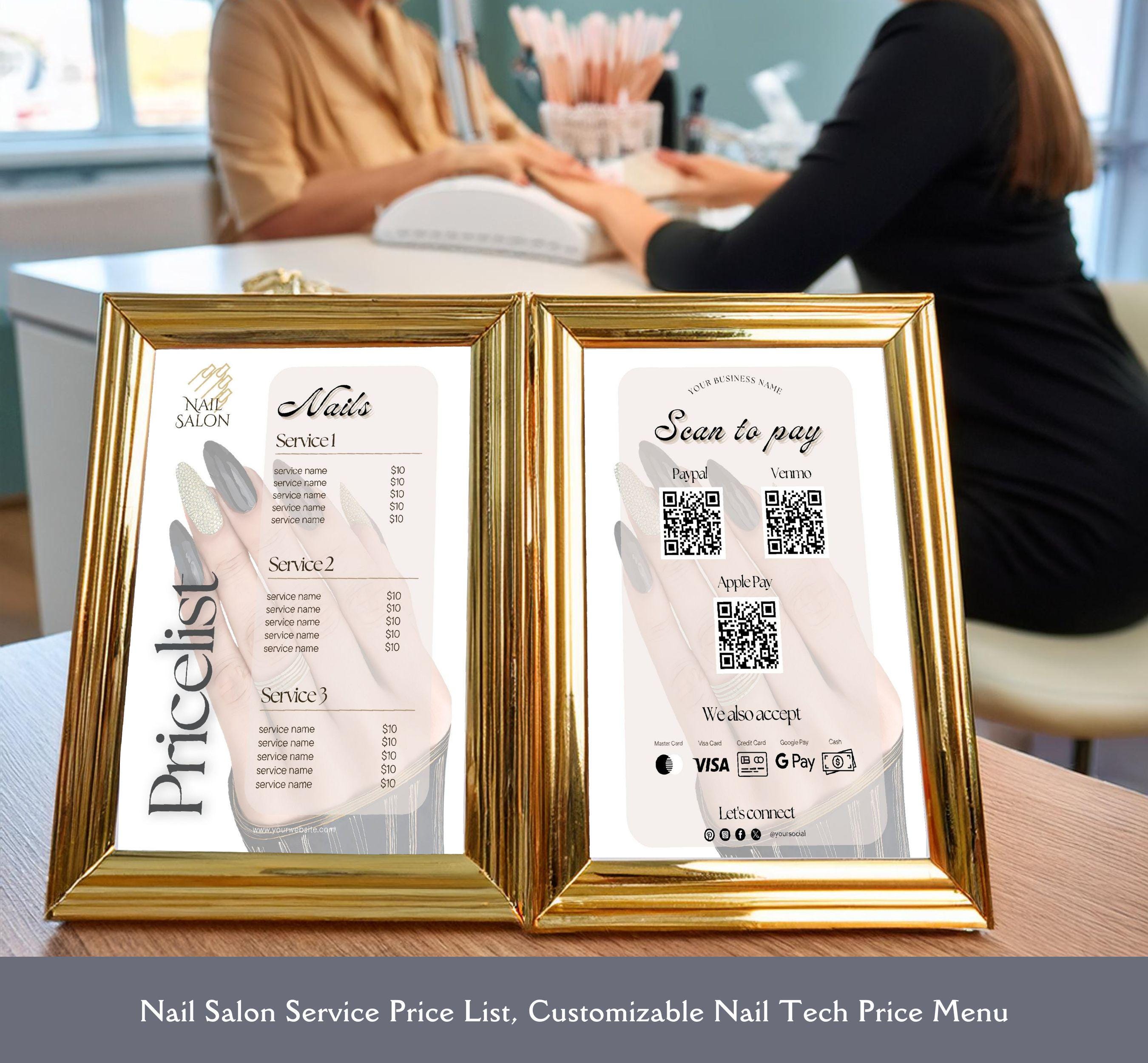 Nail Tech Price List Template, Customizable Salon Price Sheet, Instant ...