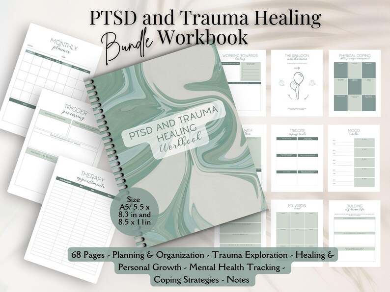 PTSD and Trauma Healing Printable Workbook | Mental Health Planner ...