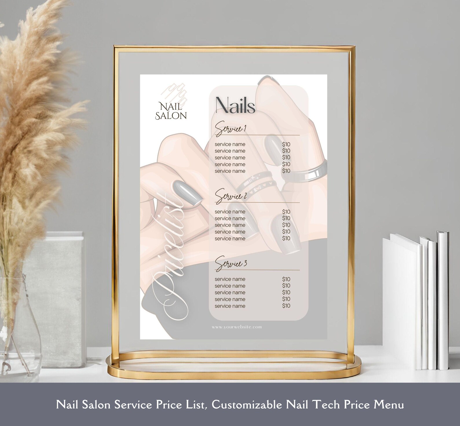 Nail Salon Price List Template Canva Editable | Nail Tech Services Menu ...