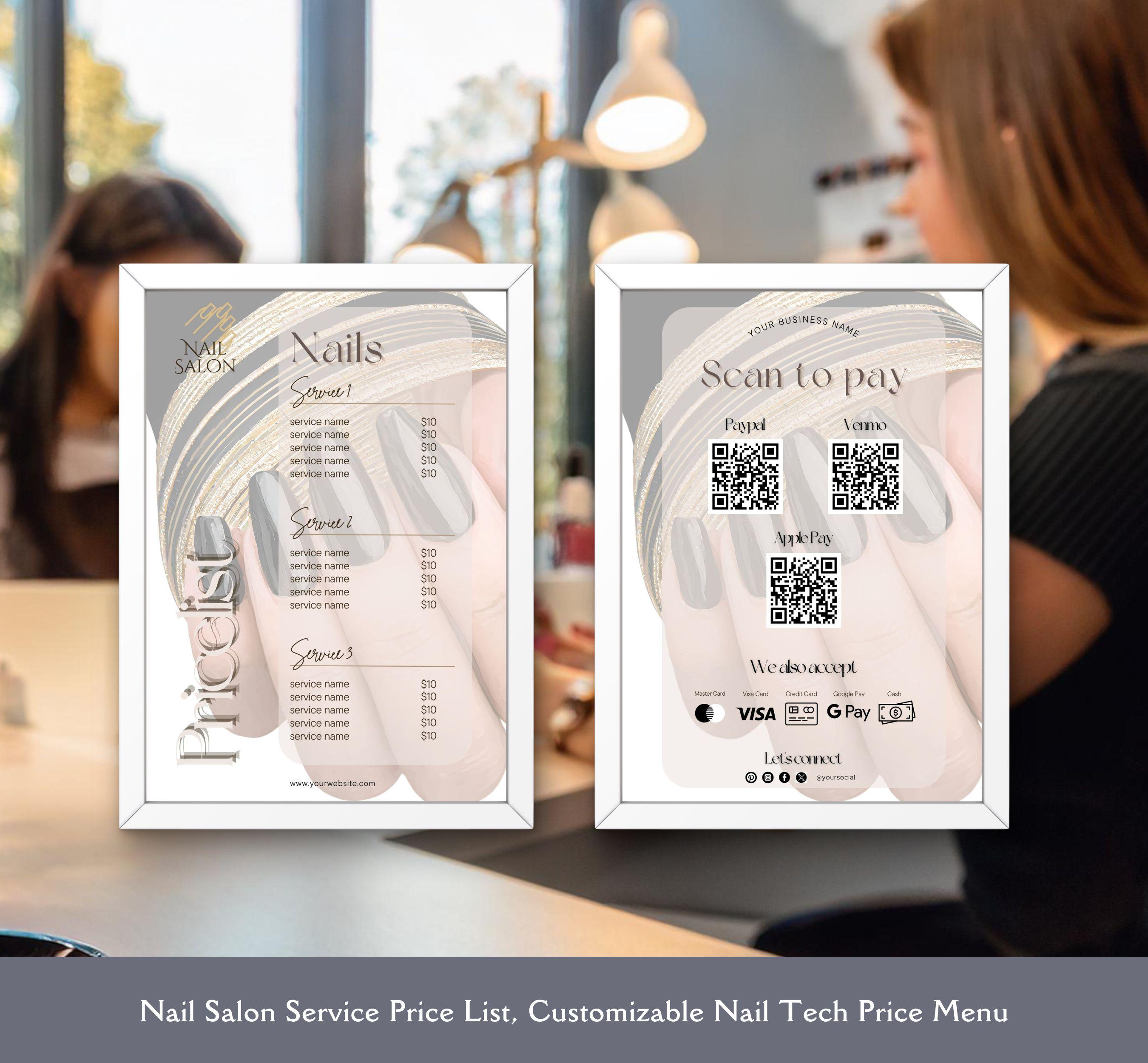 Nail Tech Price List Template, Customizable Salon Price Sheet, Instant ...
