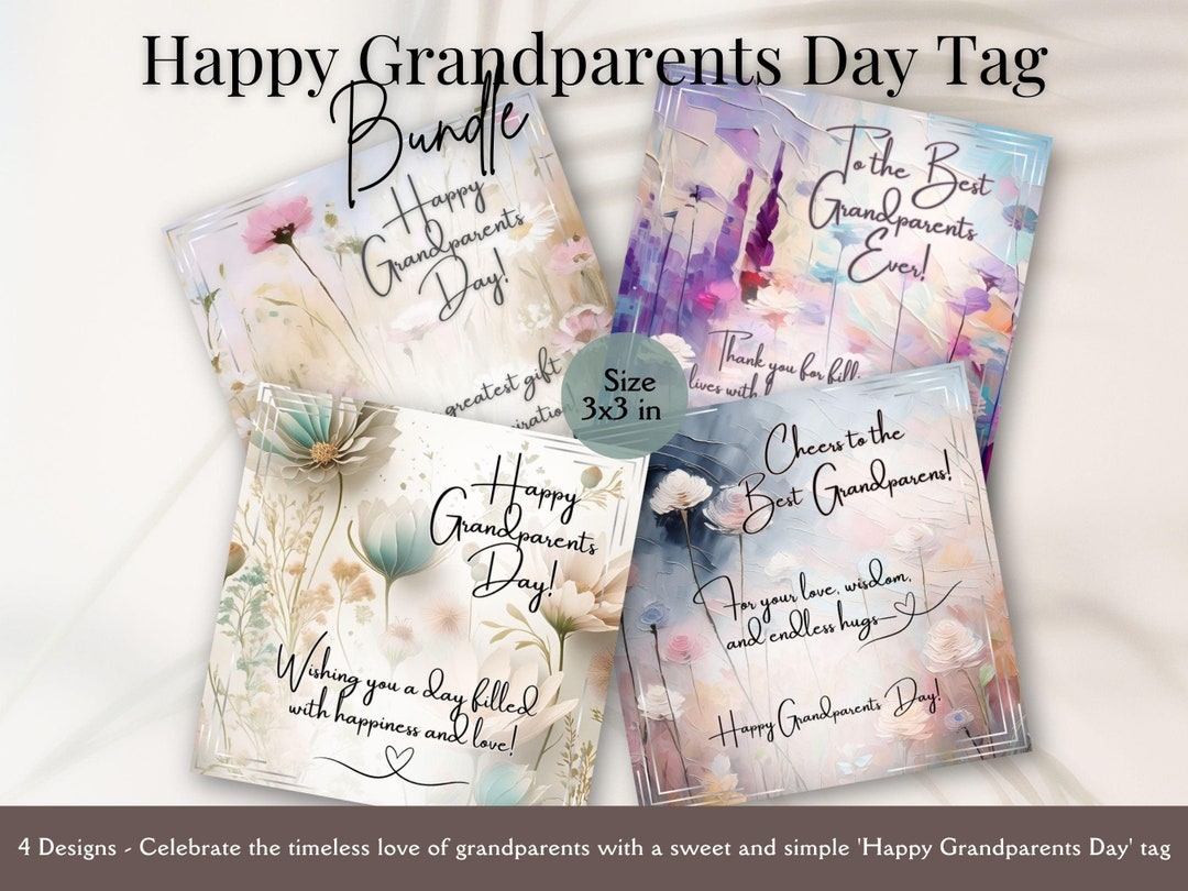 Happy Grandparents Day Printable Gift Tags | 4 Unique Designs for Cards ...