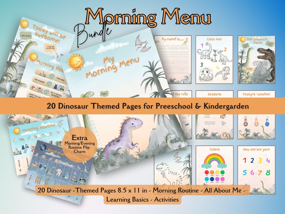 Preschool Morning Routine Bundle PDF: Visual Schedules, Dinosaur Facts ...