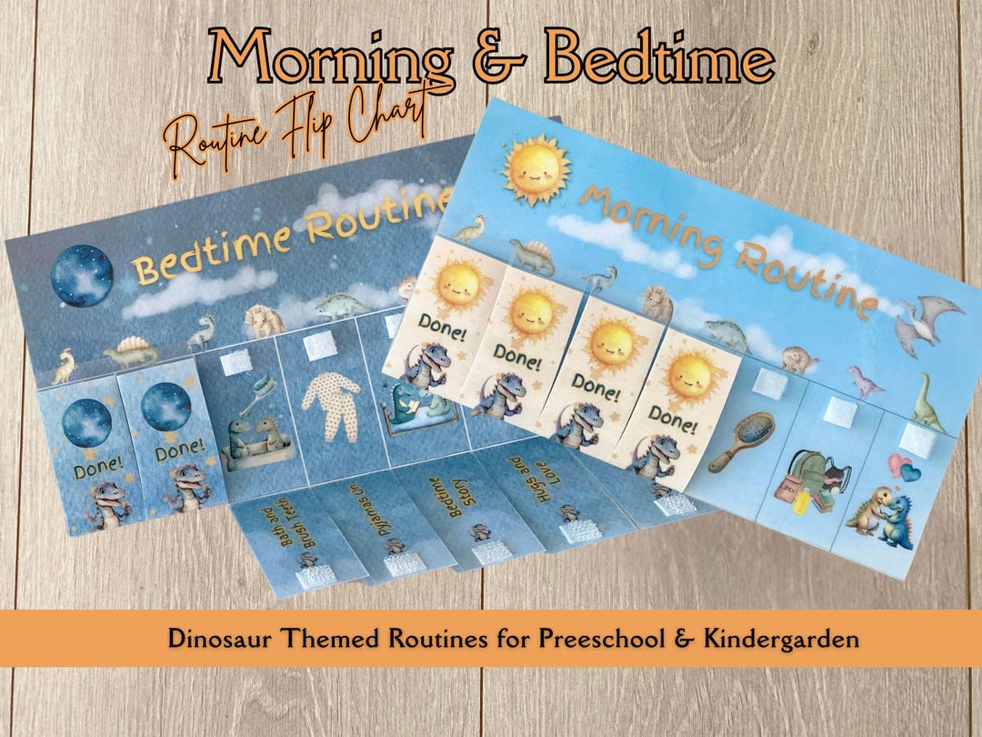 Preschool Dino Morning Evening Routine PDF Schedule & Flip Chart for ...