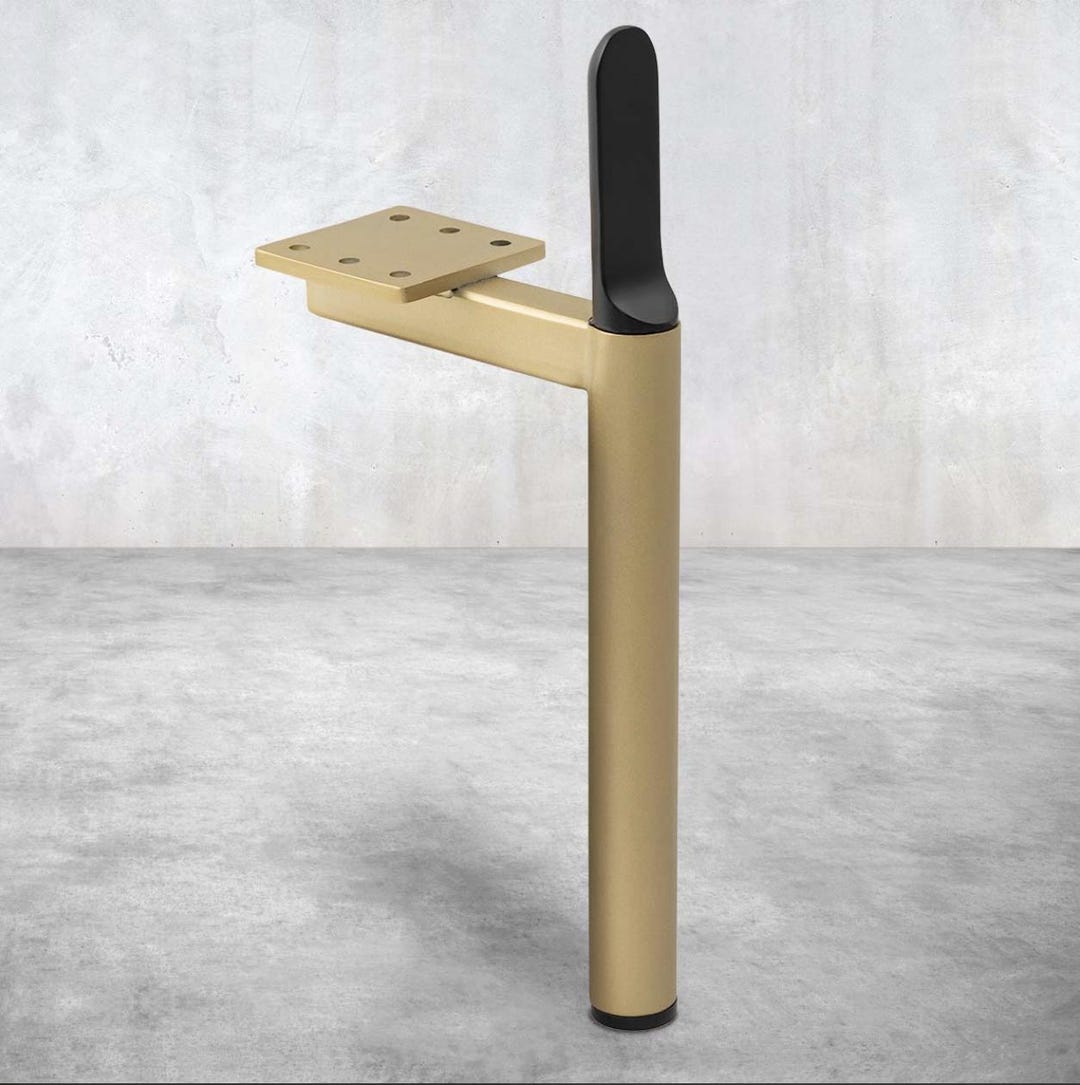 8 Matte Black and Brushed Brass Round Post Legs set of 4 - Etsy