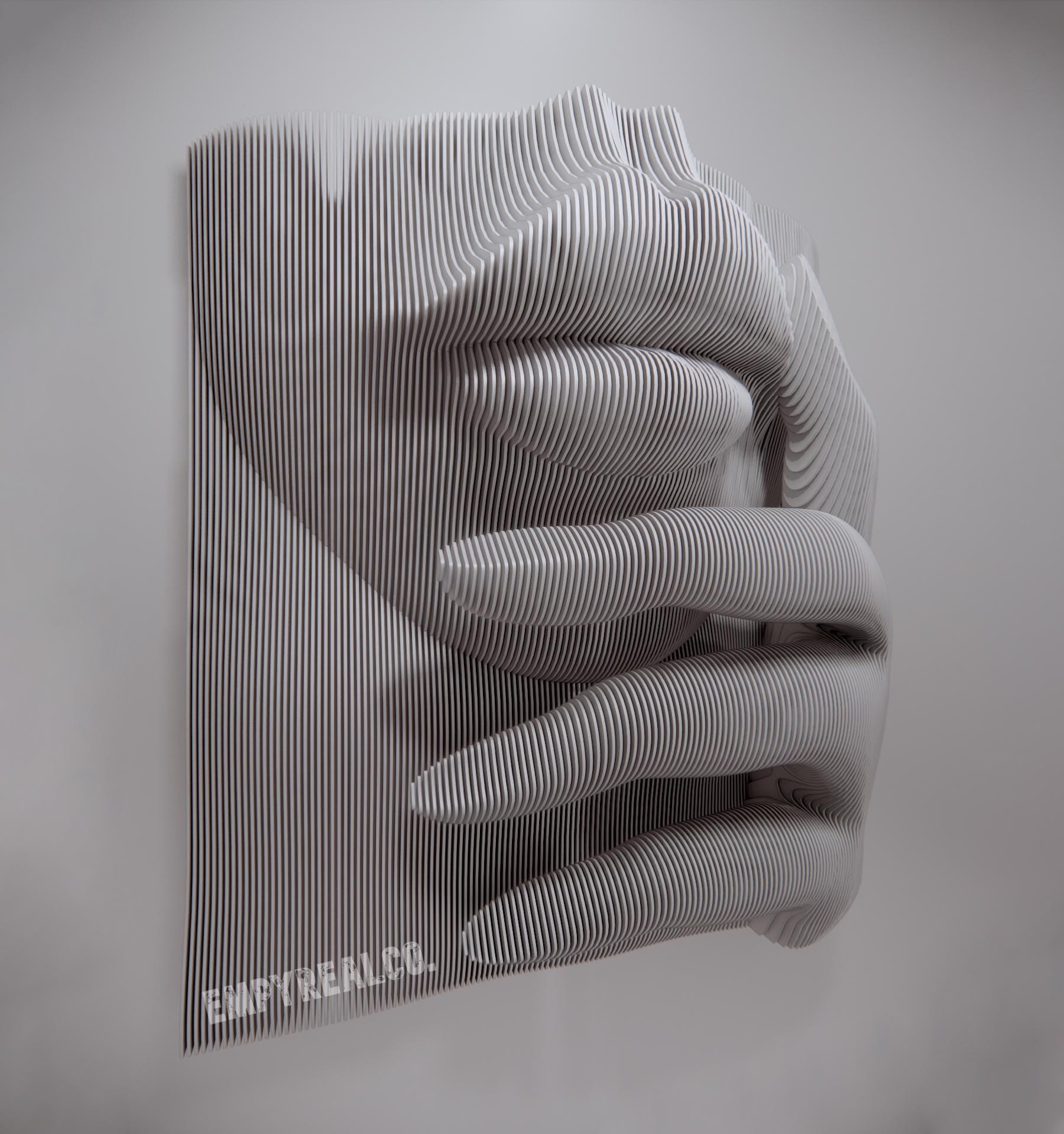 Modern Parametric Wall Art, Human Face, Lips and Hand in Thoughtful ...