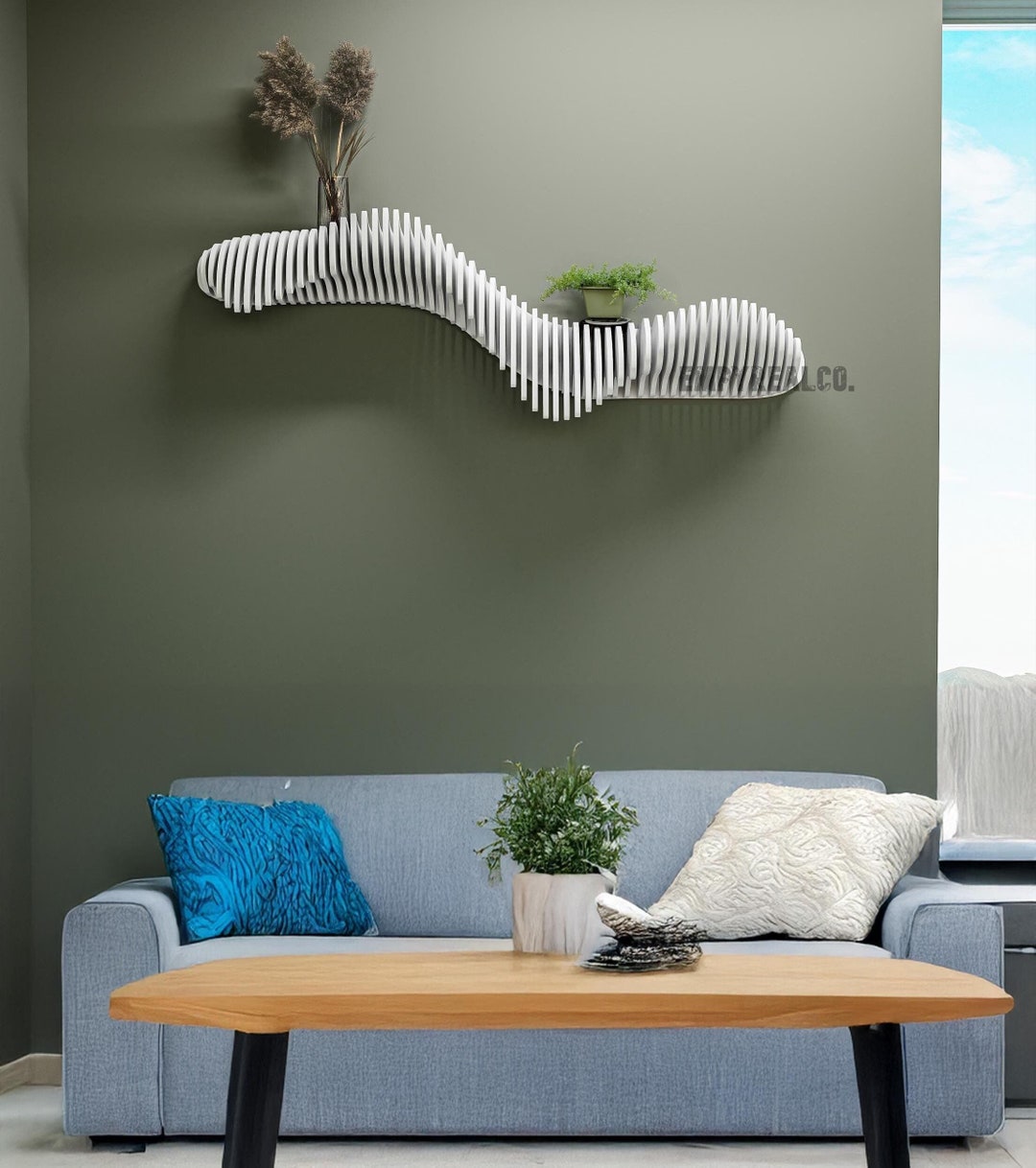 Floating Shelf, Modern Large Wall Decor, Living Room Office Decoration ...