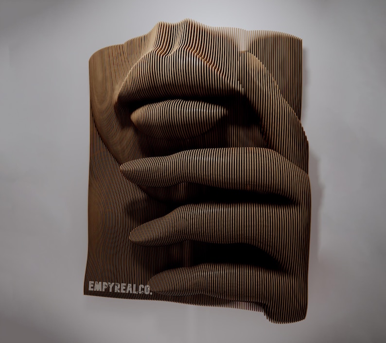 Modern Parametric Wall Art, Human Face, Lips and Hand in Thoughtful ...
