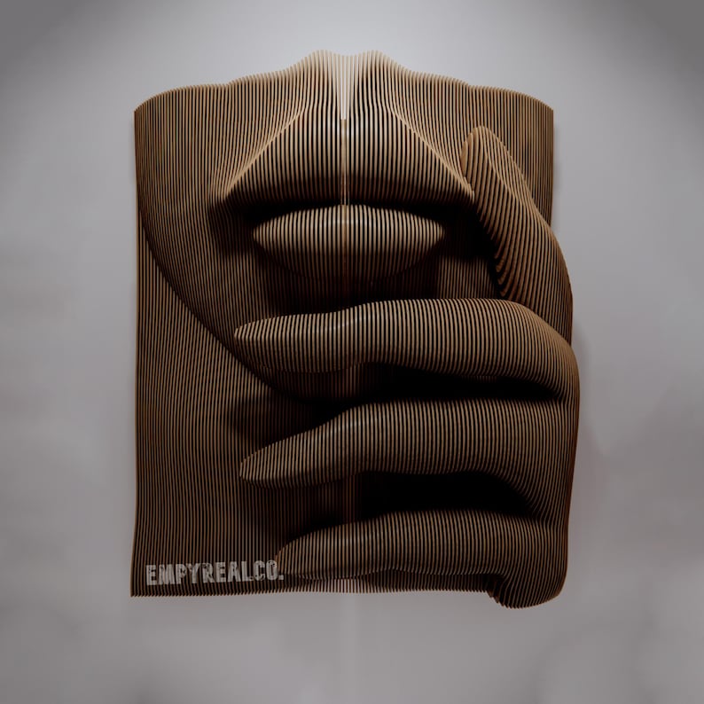 Modern Parametric Wall Art, Human Face, Lips and Hand in Thoughtful ...