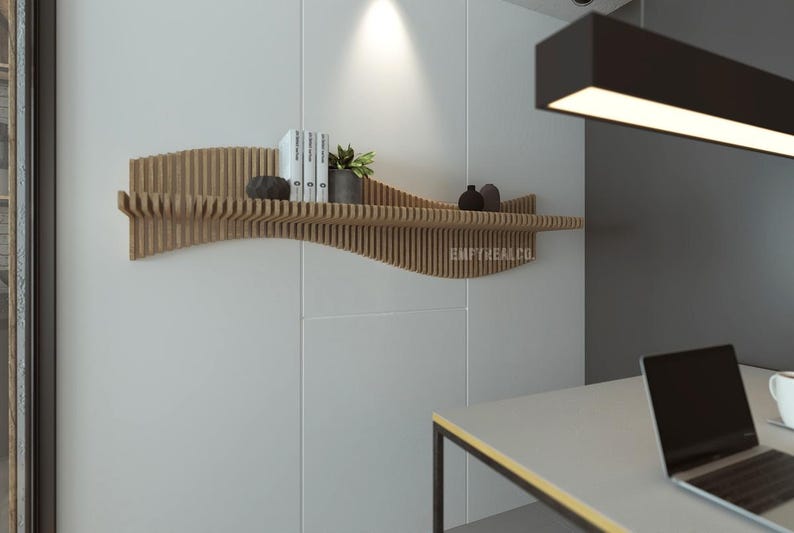 Wood Floating Shelves, Wall Shelf, Parametric Wall Art - Etsy