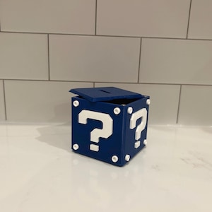Magnetic Mario Question Mark Block Piggy Bank - 3x3x3 Inches - Fits All ...