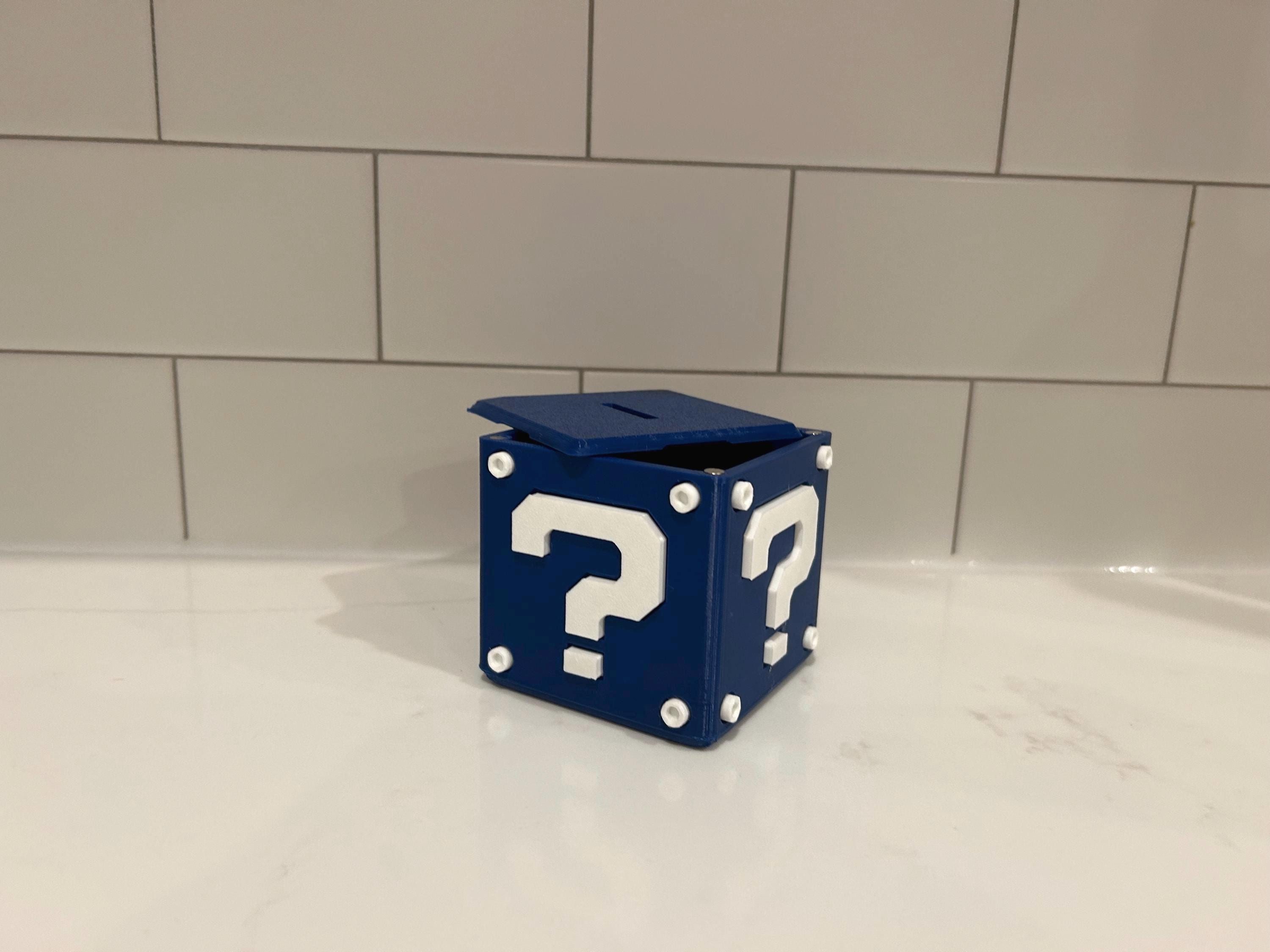 Magnetic Mario Question Mark Block Piggy Bank - 3x3x3 Inches - Fits All ...