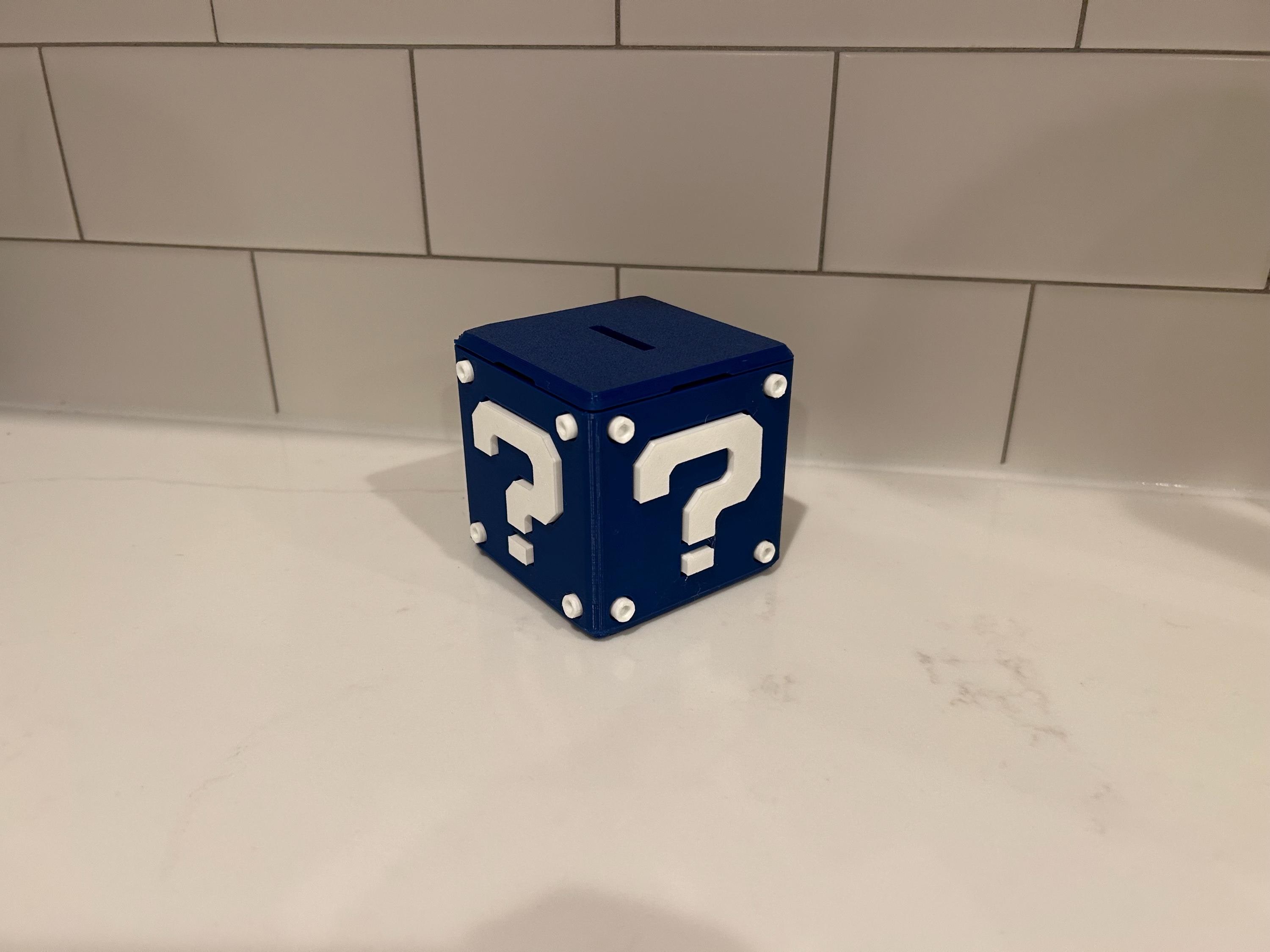 Magnetic Mario Question Mark Block Piggy Bank - 3x3x3 Inches - Fits All ...