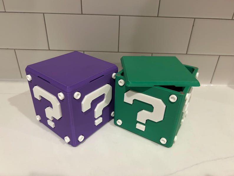 Magnetic Nintendo Question Mark Block Box - 4x4x4 Inch - 3D Printed - Etsy