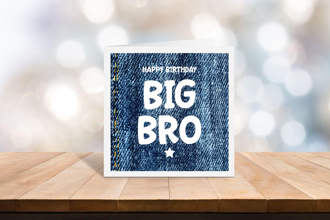 Happy Birthday Big Bro Card: Denim Design, Personalised Greeting - Etsy