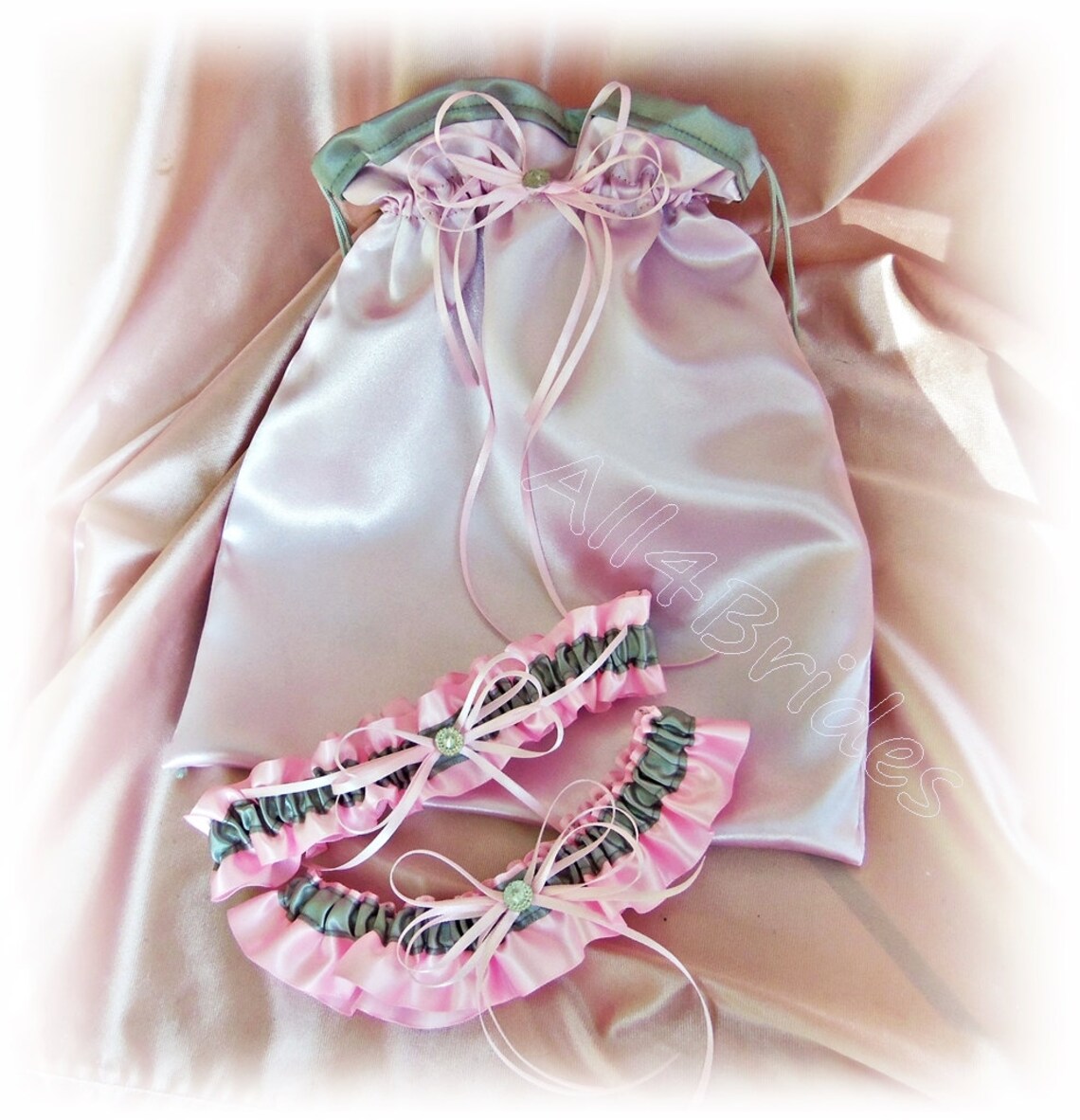 Wedding Money Dance Bag and Garters Bridal Drawstring Bag and - Etsy