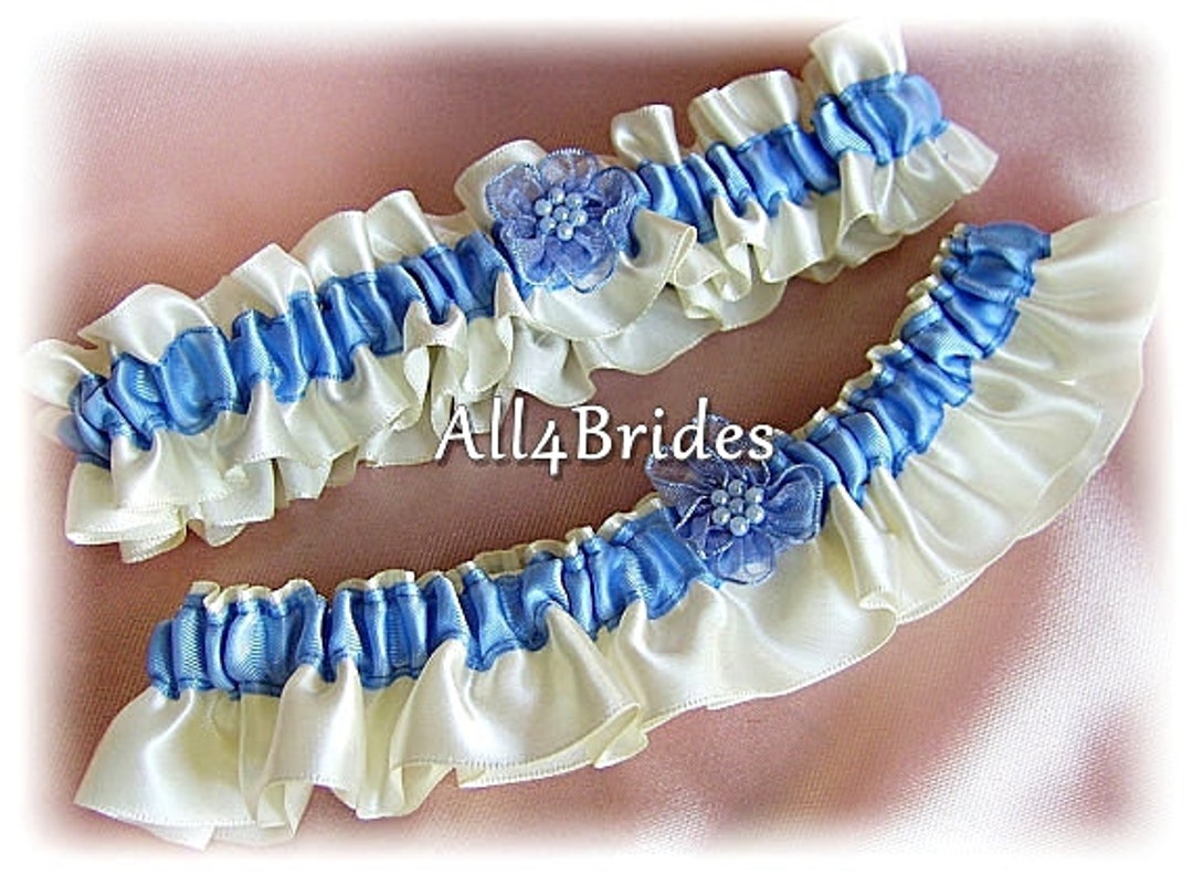 Cornflower Blue Wedding Bridal Leg Garters - Something Blue Bridal ...