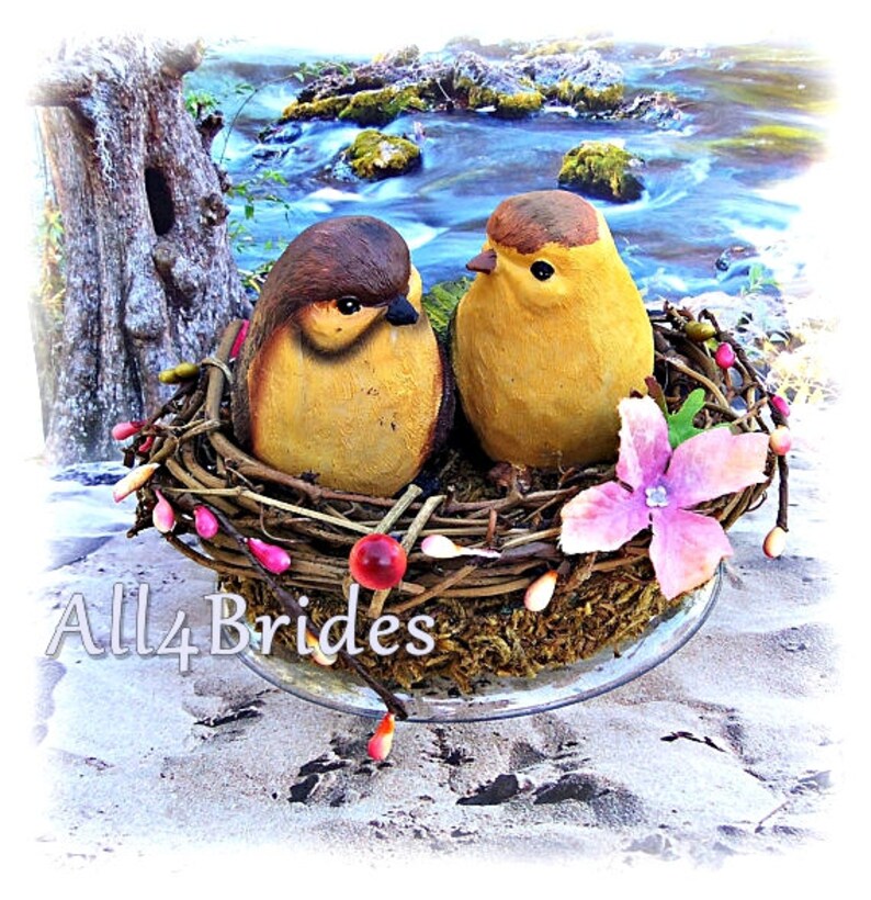 Love Birds Wedding Cake Topper Bird Wedding Nest Cake Topper - Etsy