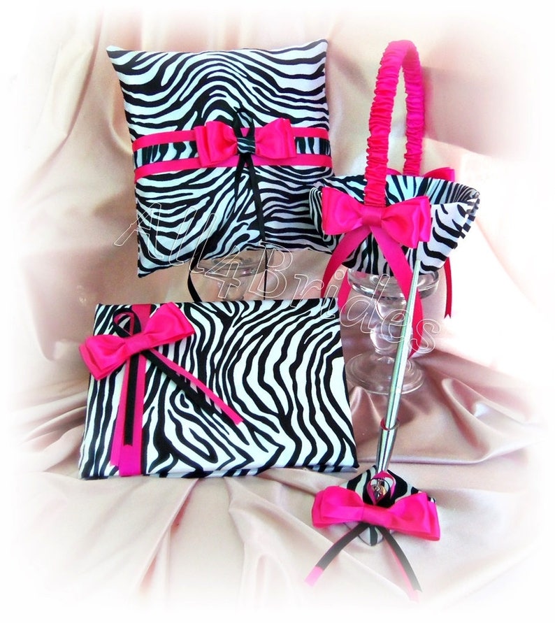 Zebra Print Wedding Guest Book and Pen Set Hot Pink Fuchsia - Etsy