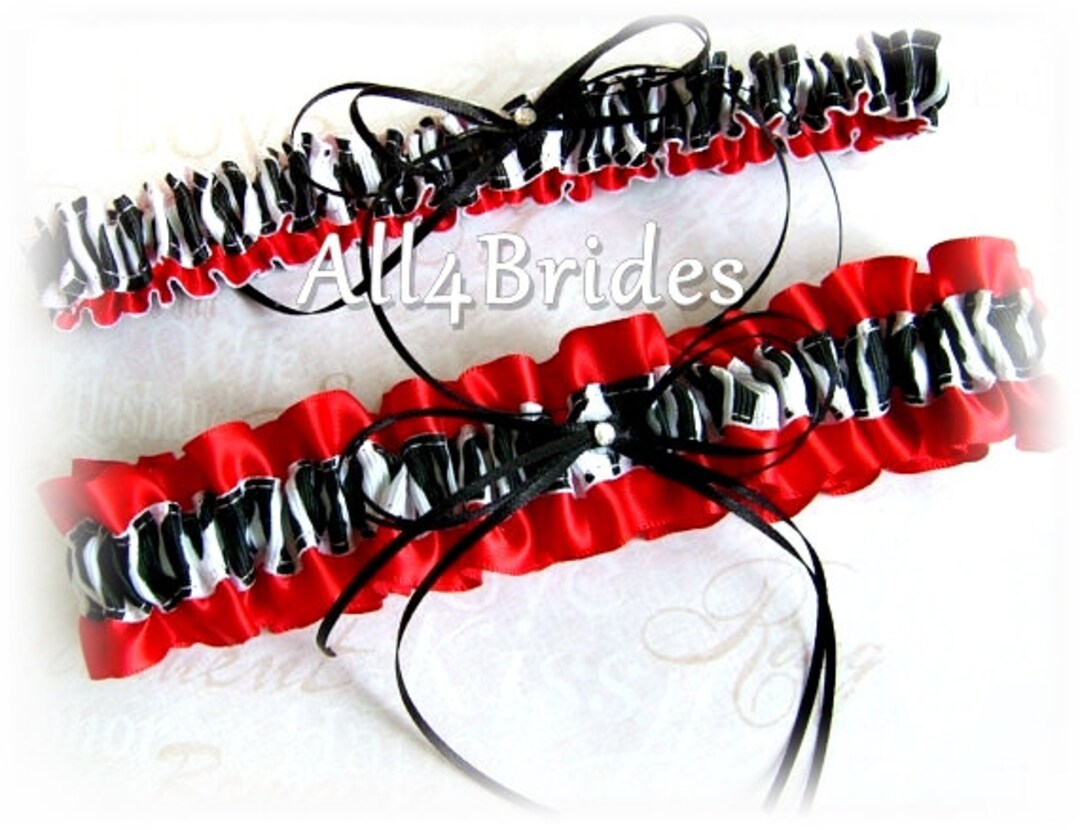 Red and Black Wedding Garters, Bridal Leg Garter Belt Set, Zebra ...