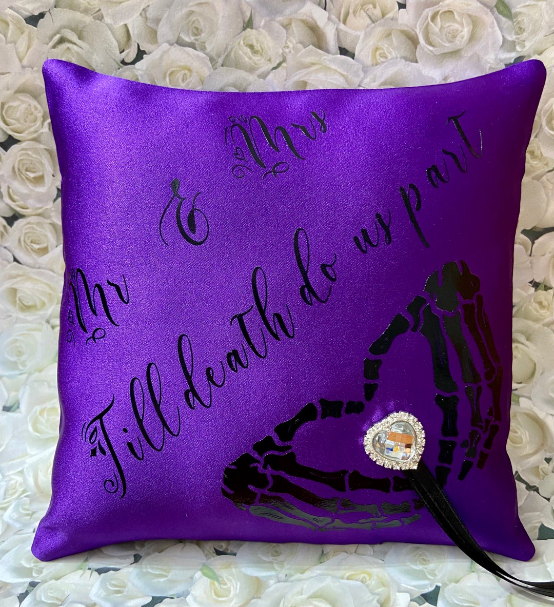 Gothic Wedding Ring Pillow: Skeleton Hands, 'till Death' Decor - Etsy