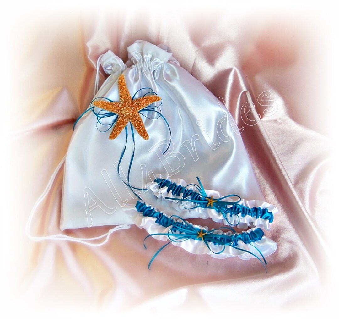 Starfish Wedding Bridal Leg Garter Belt and Wedding Money Dance Bag ...