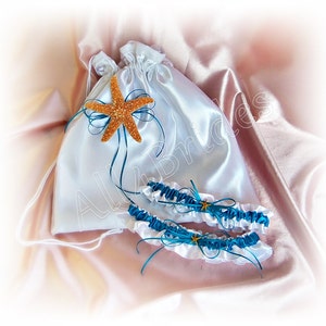 Starfish Wedding Bridal Leg Garter Belt and Wedding Money Dance Bag ...