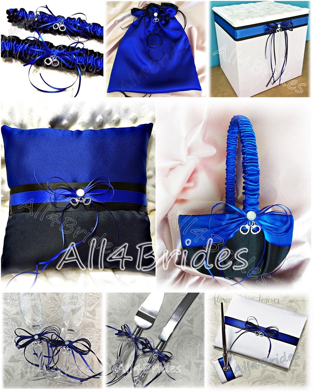 Blue Line Wedding Accessories Set, Handcuff Charm Glasses, Cake Set ...