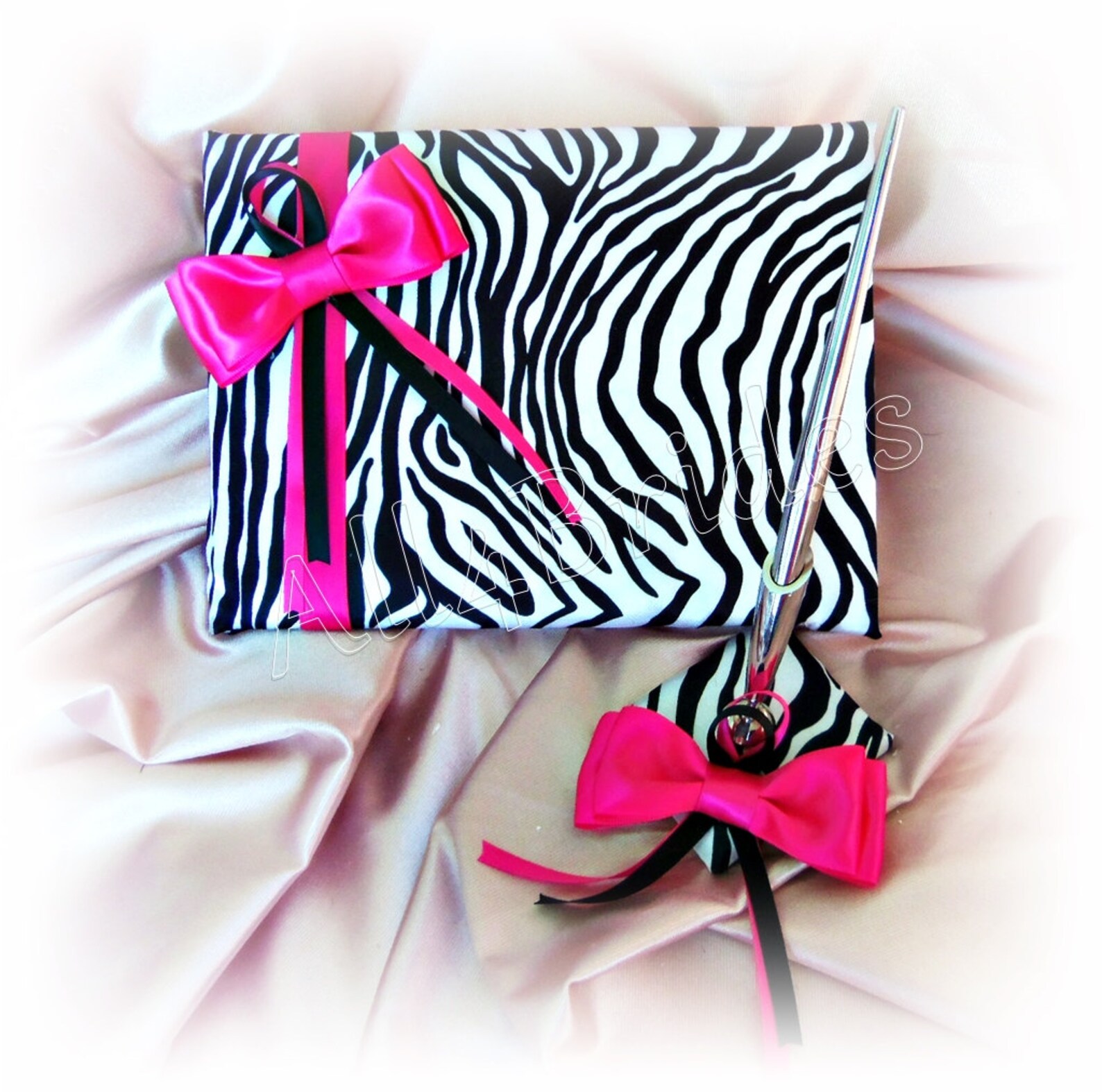 Zebra Print Wedding Guest Book and Pen Set Hot Pink Fuchsia - Etsy