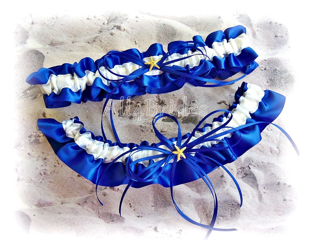 Starfish Wedding Bridal Leg Garter Set , Something Blue Royal Blue ...