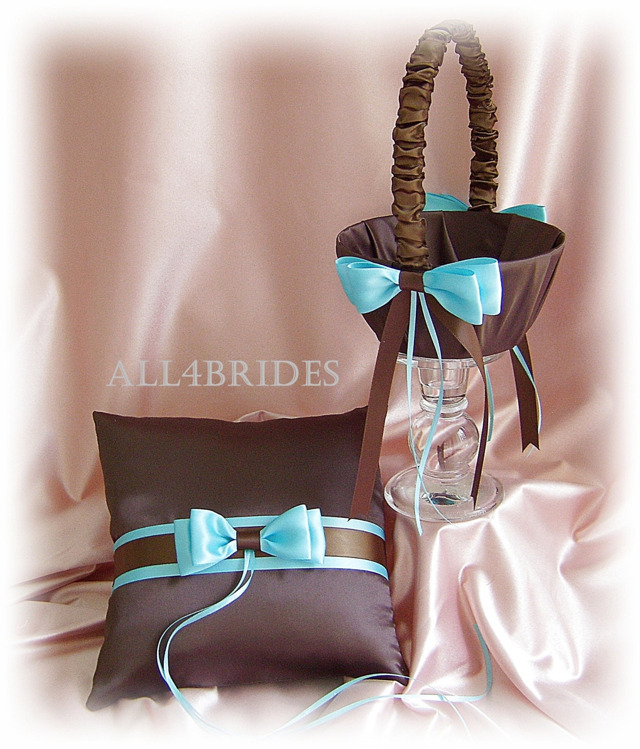 Wedding Bridal Leg Garters Chocolate Brown and Aqua Blue, Something ...